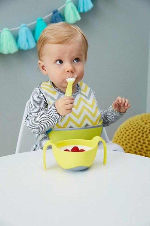 Silicone spoon for children and babies in green and blue