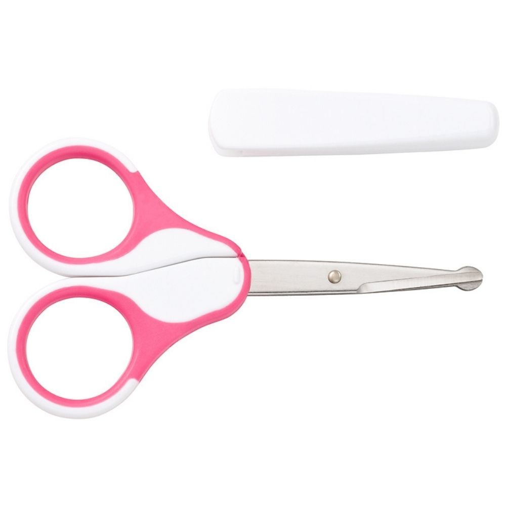Baby scissor with safety cover in pink